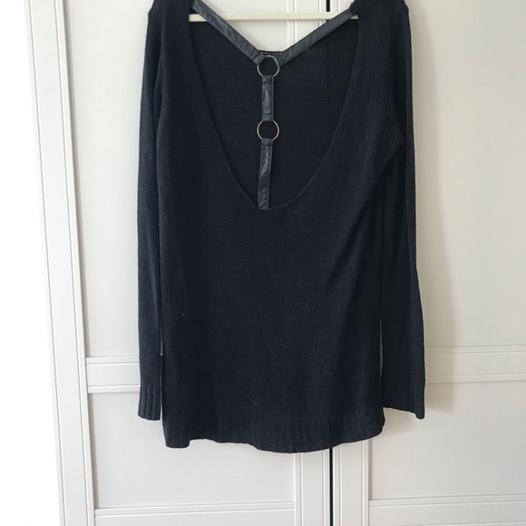 AKIRA | Sweaters | Oversized Sweater With Open Back Leather Detail ...